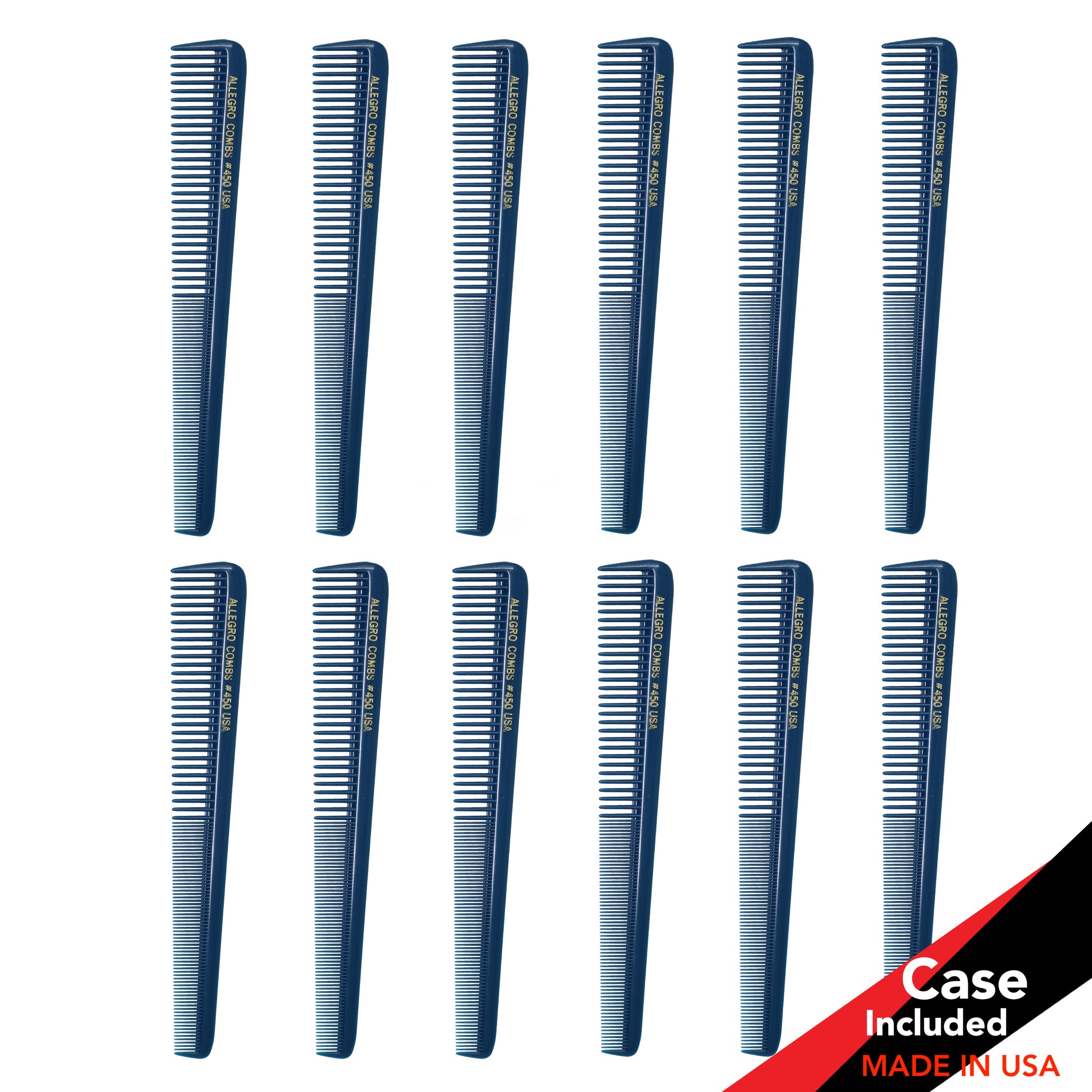 Allegro Combs 450 - Tapered Barber Hair Cutting Combs, Black, 12 Pack ...