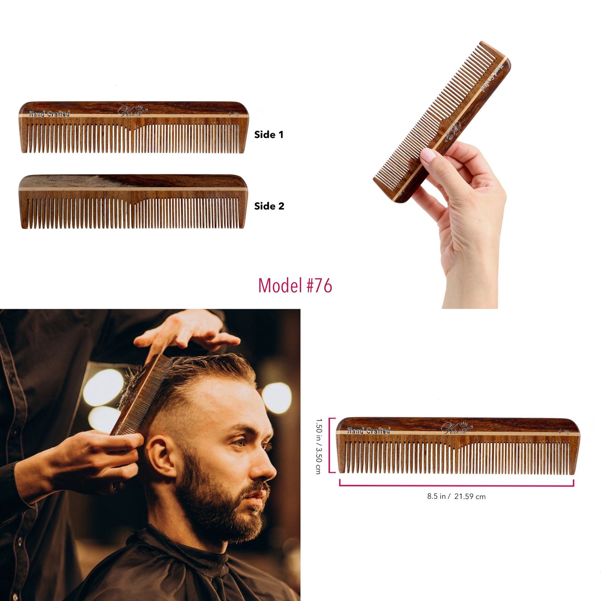 Krest Wooden Combs Hand Made Vegan Natural Wooden Hair Combs Hair Comb ...